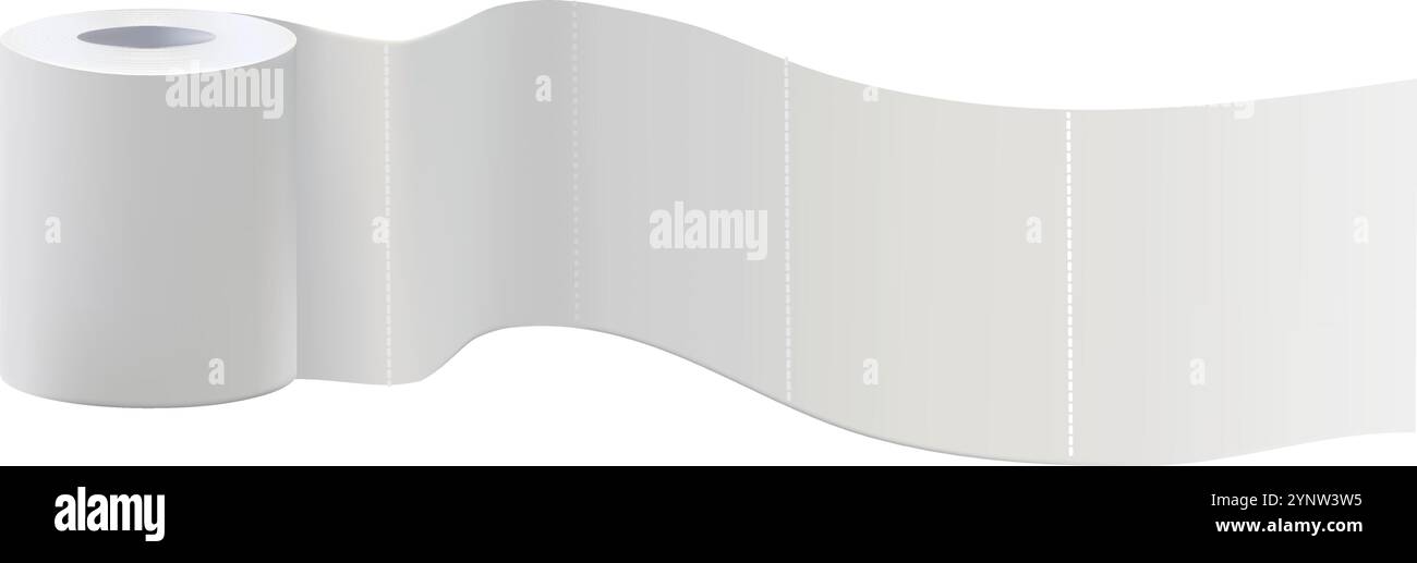 A roll of toilet paper is unrolled on a white background Stock Vector ...