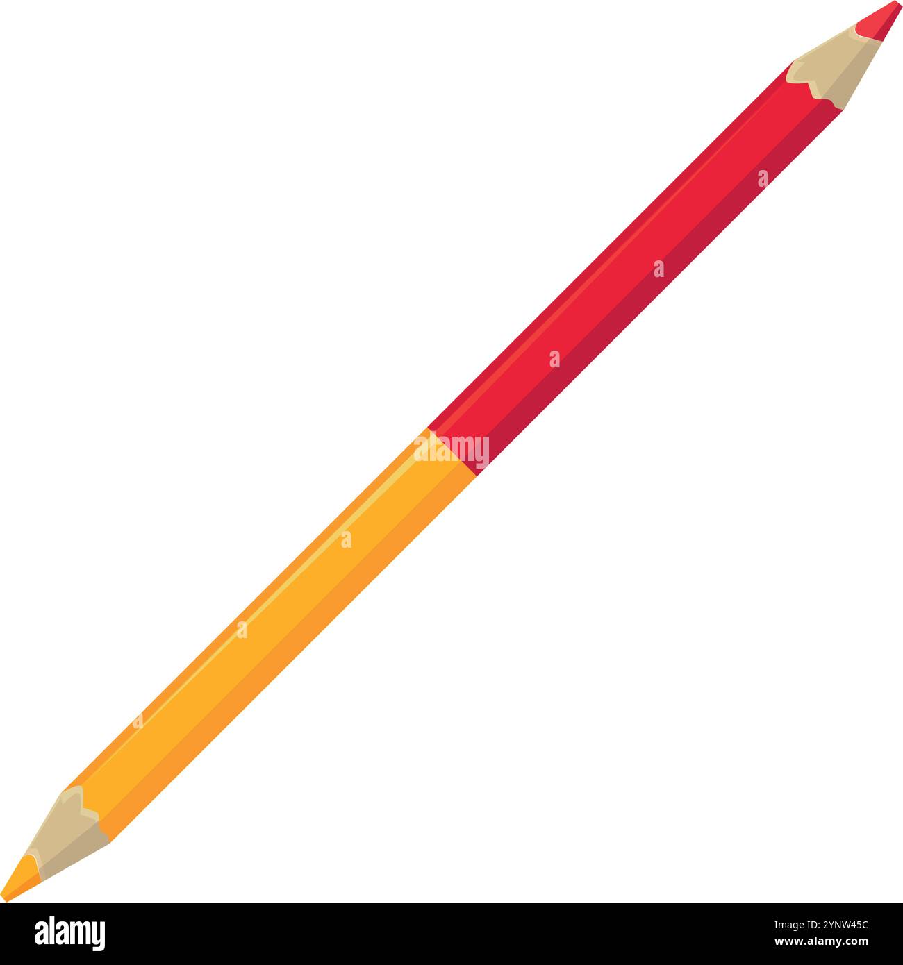 A red and yellow pencil is shown on a white background Stock Vector ...