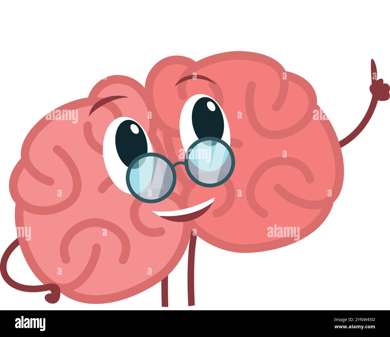 A cartoon brain with glasses is pointing to the right Stock Vector ...