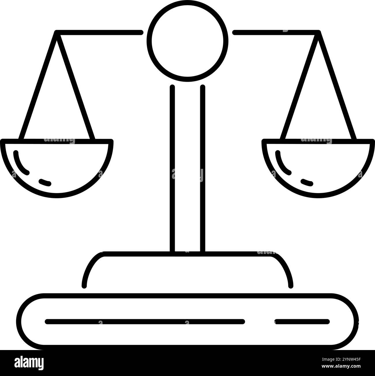 A black and white drawing of a scale with two equal weights on each ...