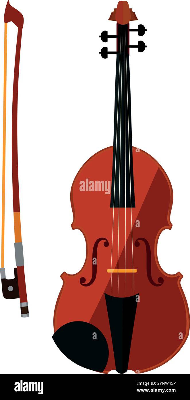 A red violin with a bow is shown next to it Stock Vector Image & Art ...