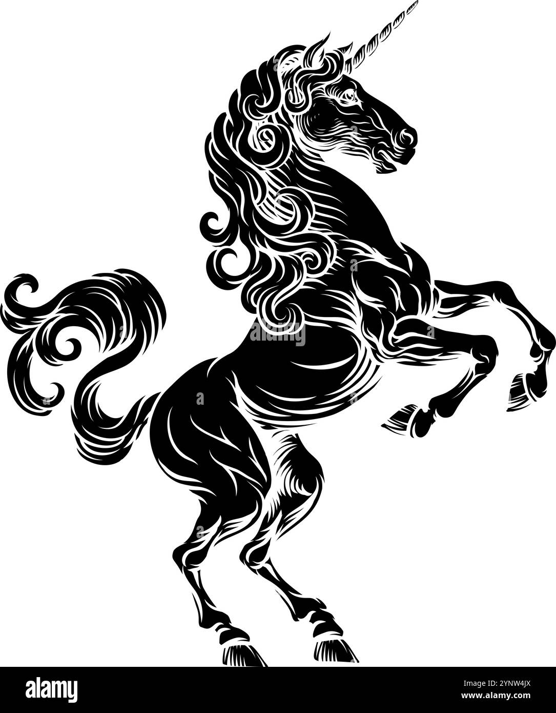 Unicorn Horse Crest Rampant Heraldic Coat of Arms Stock Vector Image ...