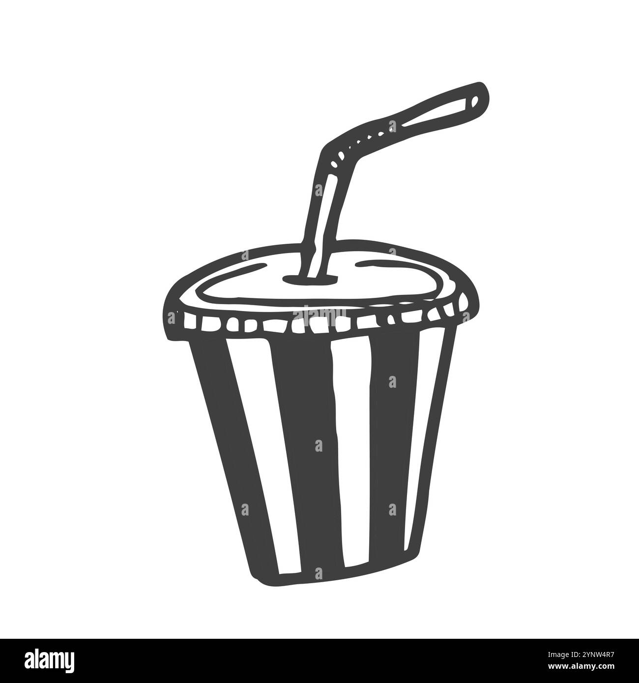 Doodle plastic cup with straw. Vector sketch illustration Stock Vector ...