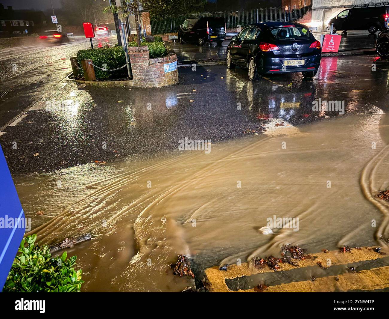 Portsmouth Road, Godalming. 27th November 2024. Heavy rainfall ...
