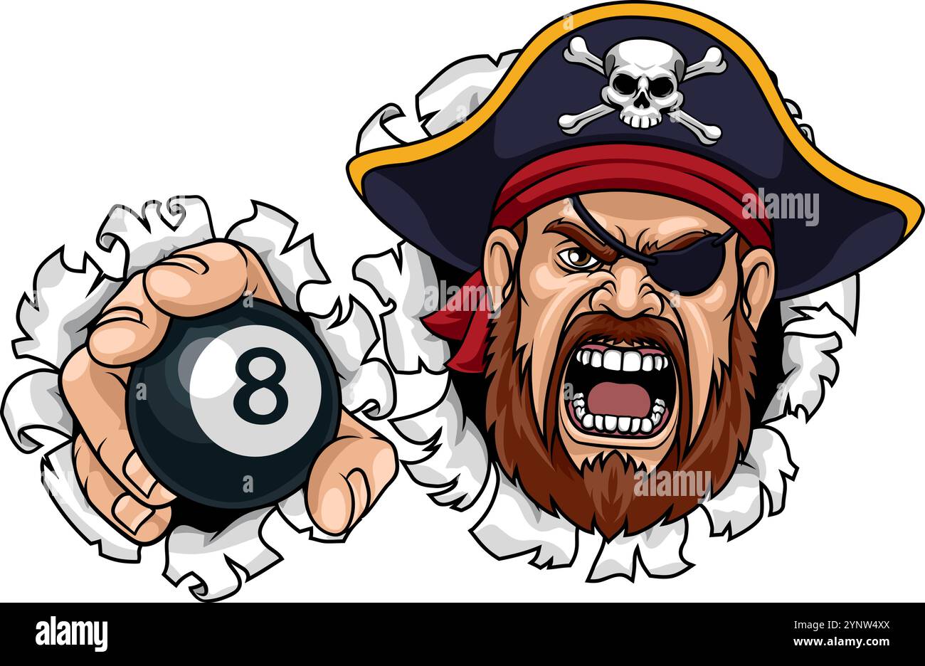 Pirate Billiards Pool 8 Black Ball Sports Mascot Stock Vector Image ...