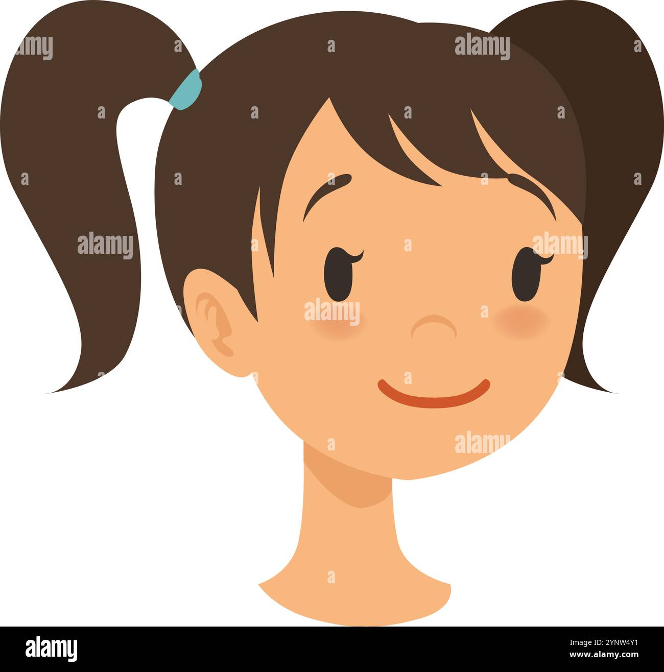 A cartoon girl with a ponytail and a smile on her face Stock Vector ...