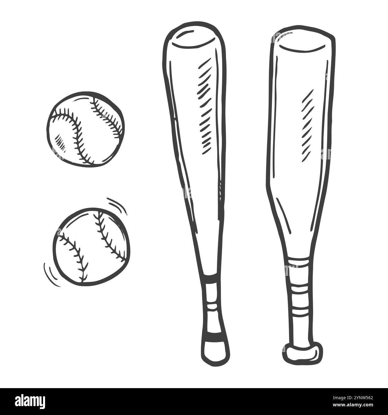 Vector Sketch Basebal Bat. Vector baseball bat doodle illustration ...