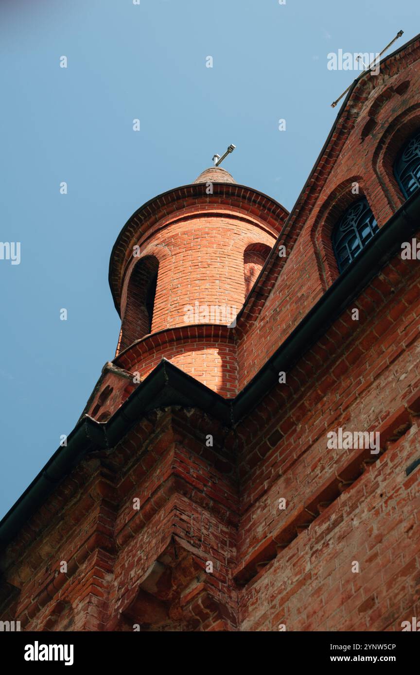 old church tower made of red brick Stock Photo - Alamy