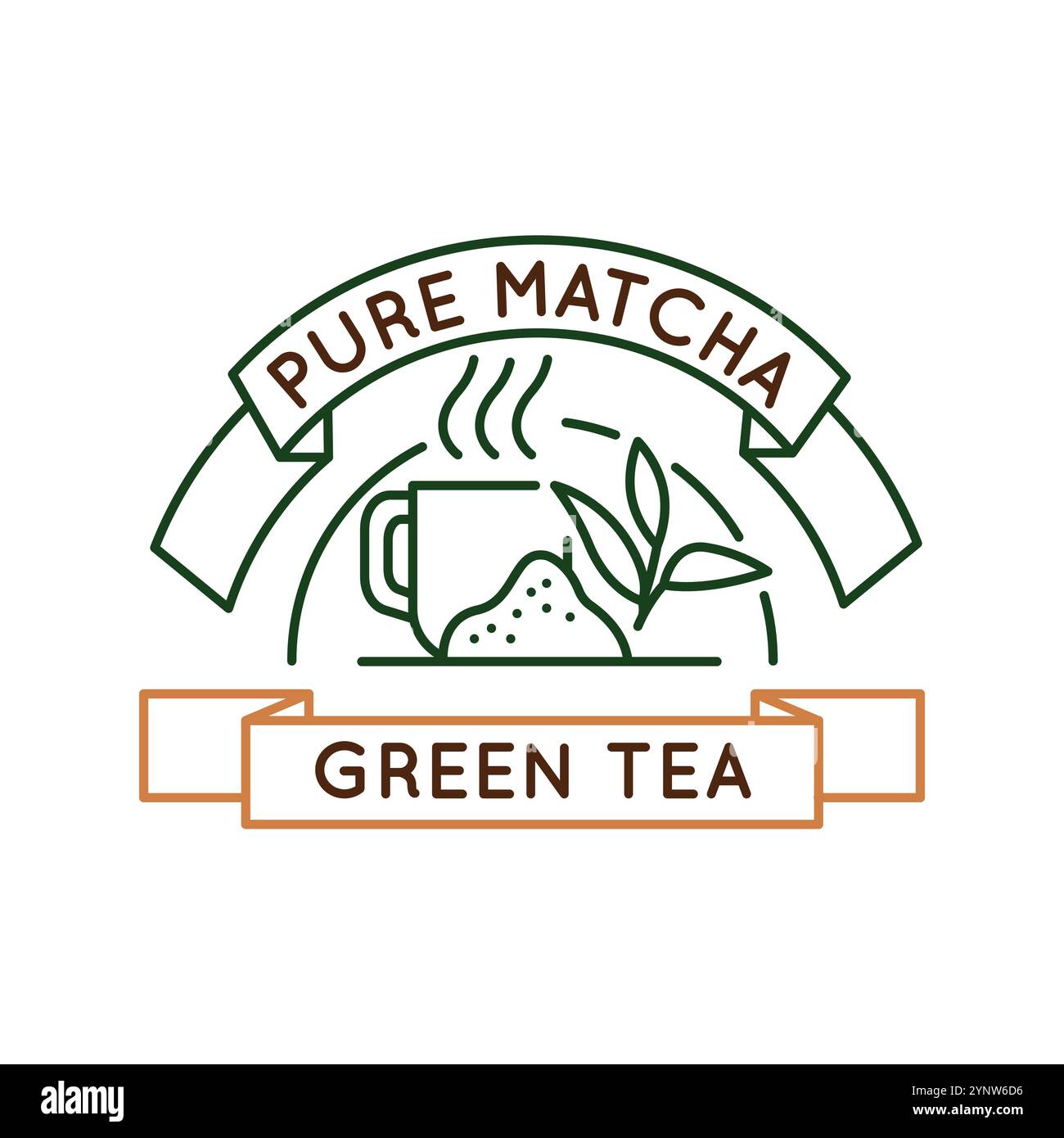 Simple Logo with Green Tea Pure Matcha Icon Stock Vector Image & Art ...