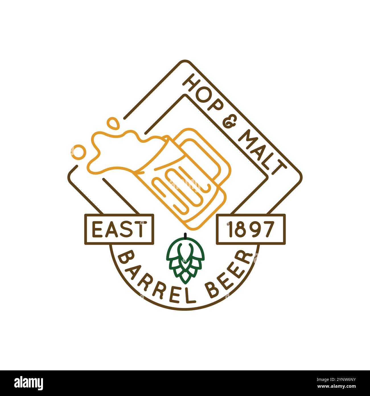 Simple Logo with Hop and Malt Barrel Beer icon Stock Vector Image & Art ...