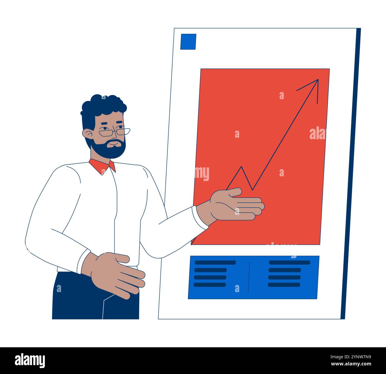 Black businessman demonstrating growth chart 2D cartoon character Stock ...