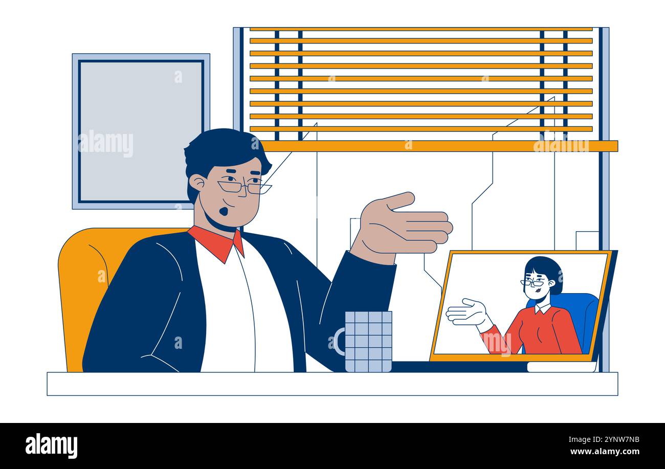 HR conducting virtual interview with candidate 2D cartoon characters ...