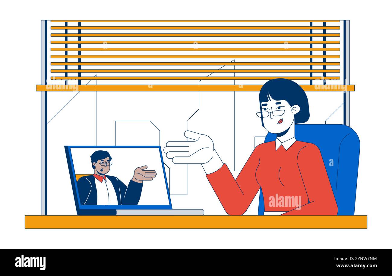 HR manager conducting interview through video call 2D cartoon ...