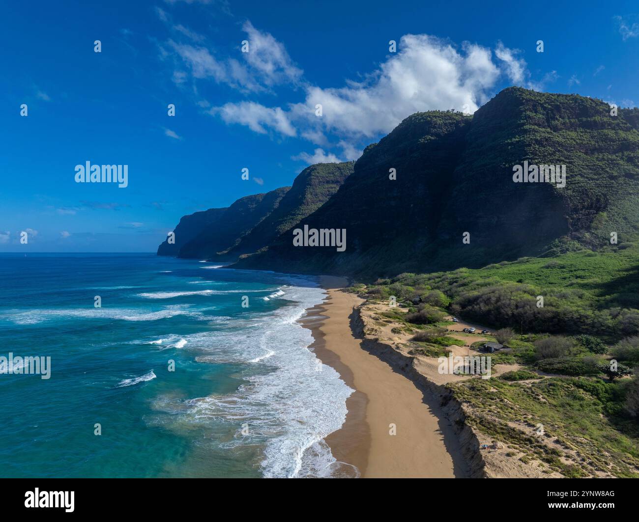 Hawaii kauai polihale aerial hi-res stock photography and images - Alamy