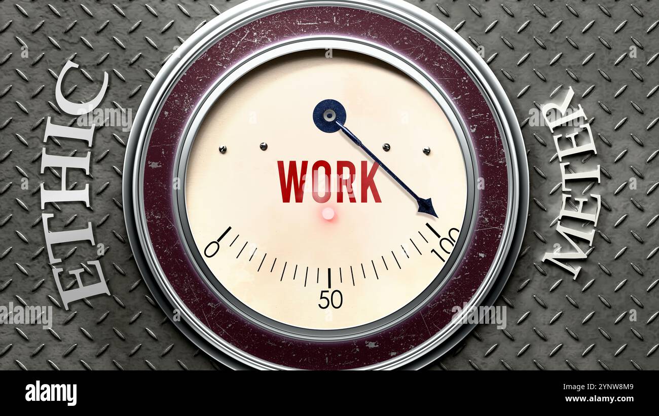 Work and ethic meter that is hitting a full scale hi-res stock ...