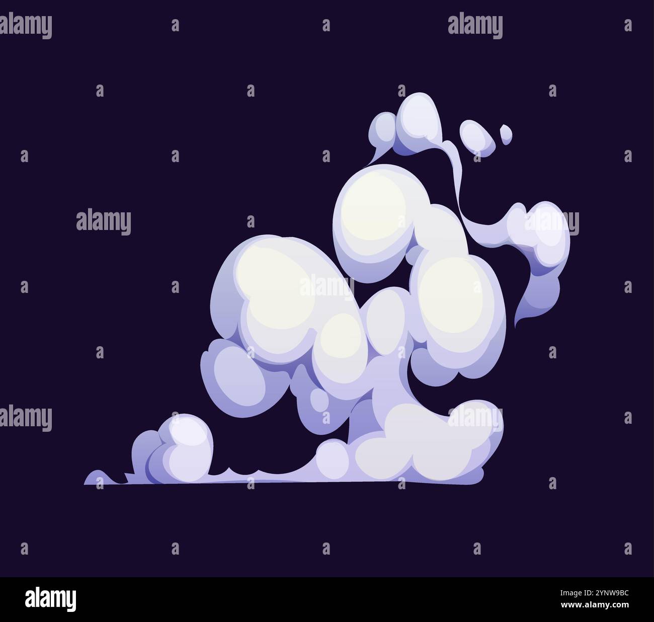 Cartoon smoke cloud, smog flow motion, curve air sprayer. Isolated ...