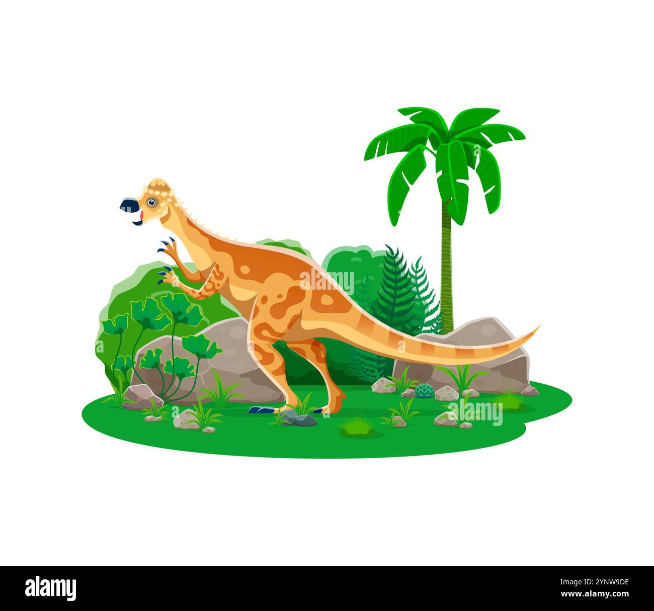 Pachycephalosaurus prehistoric dinosaur character. Isolated cartoon ...