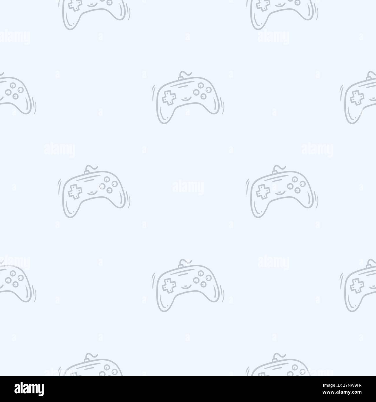 A simple black and white pattern with a gaming joystick. Hand drawn ...