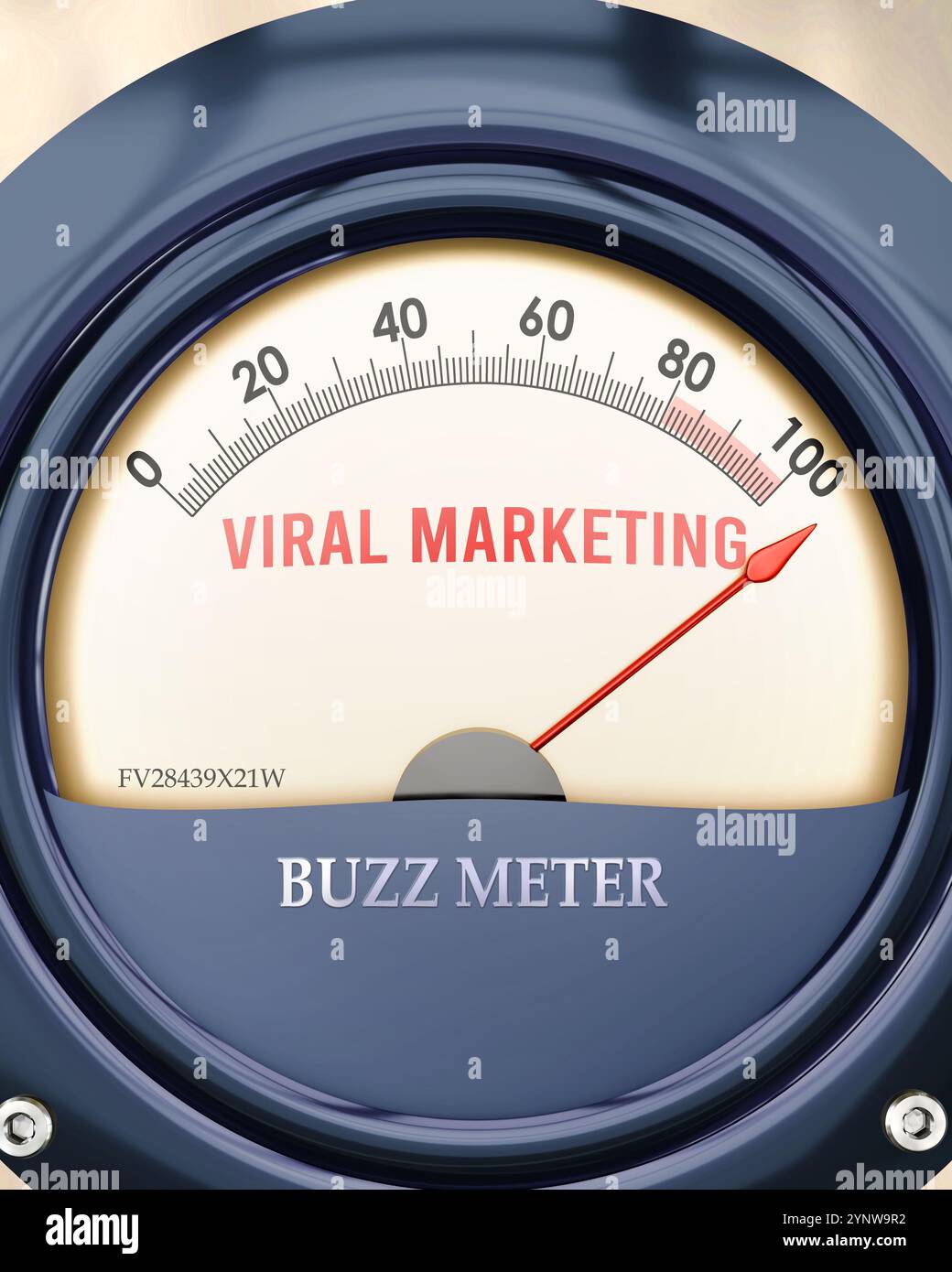 Viral Marketing and Buzz Meter that is hitting a full scale, showing a ...