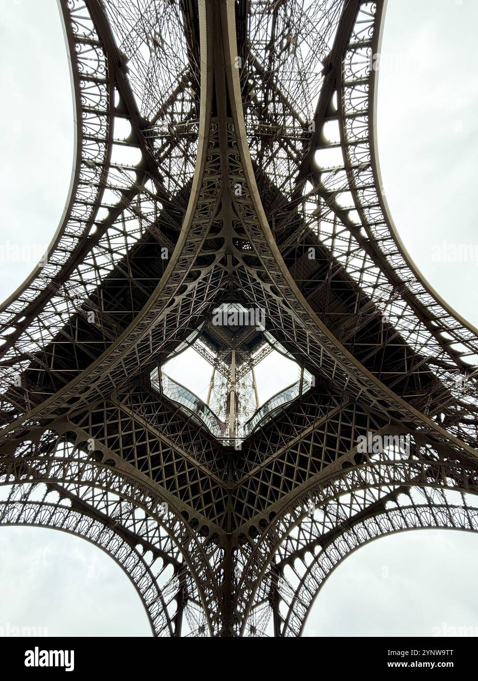 A breathtaking view of the Eiffel Tower's metal lattice structure ...