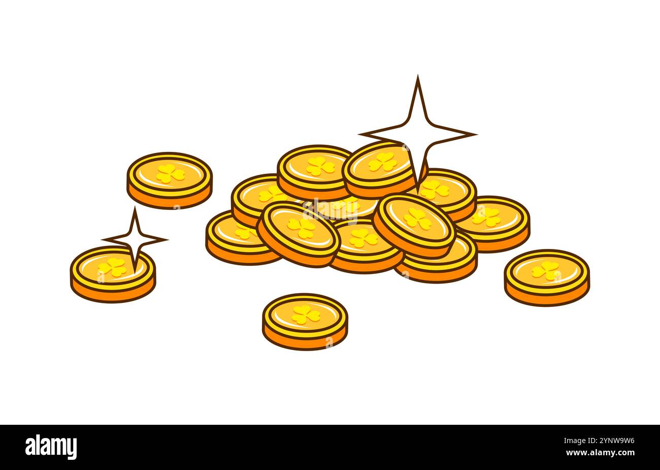 Cartoon retro golden coins for Saint Patrick Day or Irish holiday ...