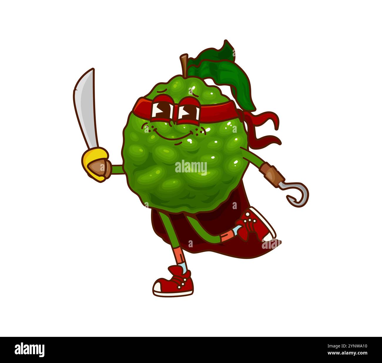 Groovy bergamot fruit superhero character. Cartoon vector super hero ...