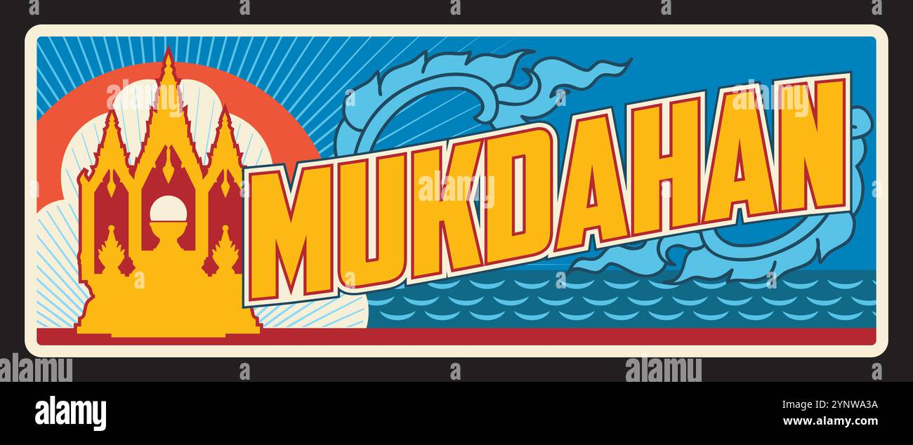 Mukdahan province Thailand changwat travel plate, tin sign. Thailand ...