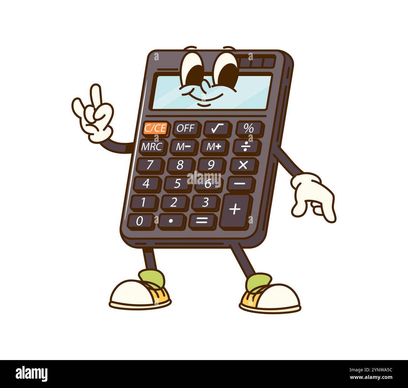 Groovy calculator school education and stationery character. Isolated ...