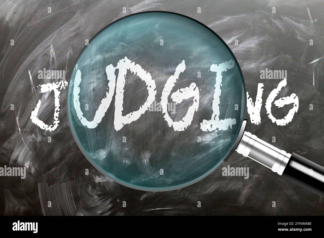 Judging - learn, study and inspect it. Taking a closer look at judging. A magnifying glass ...