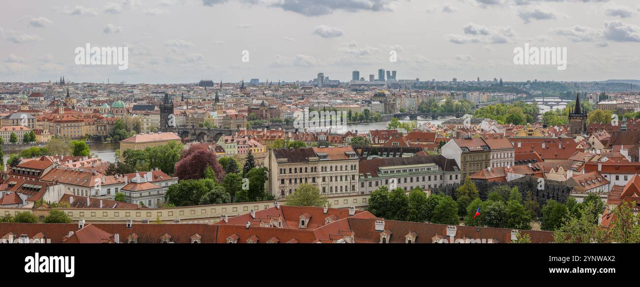 Panorama of Prague city from the viewpoint of Prague Castle Stock Photo ...