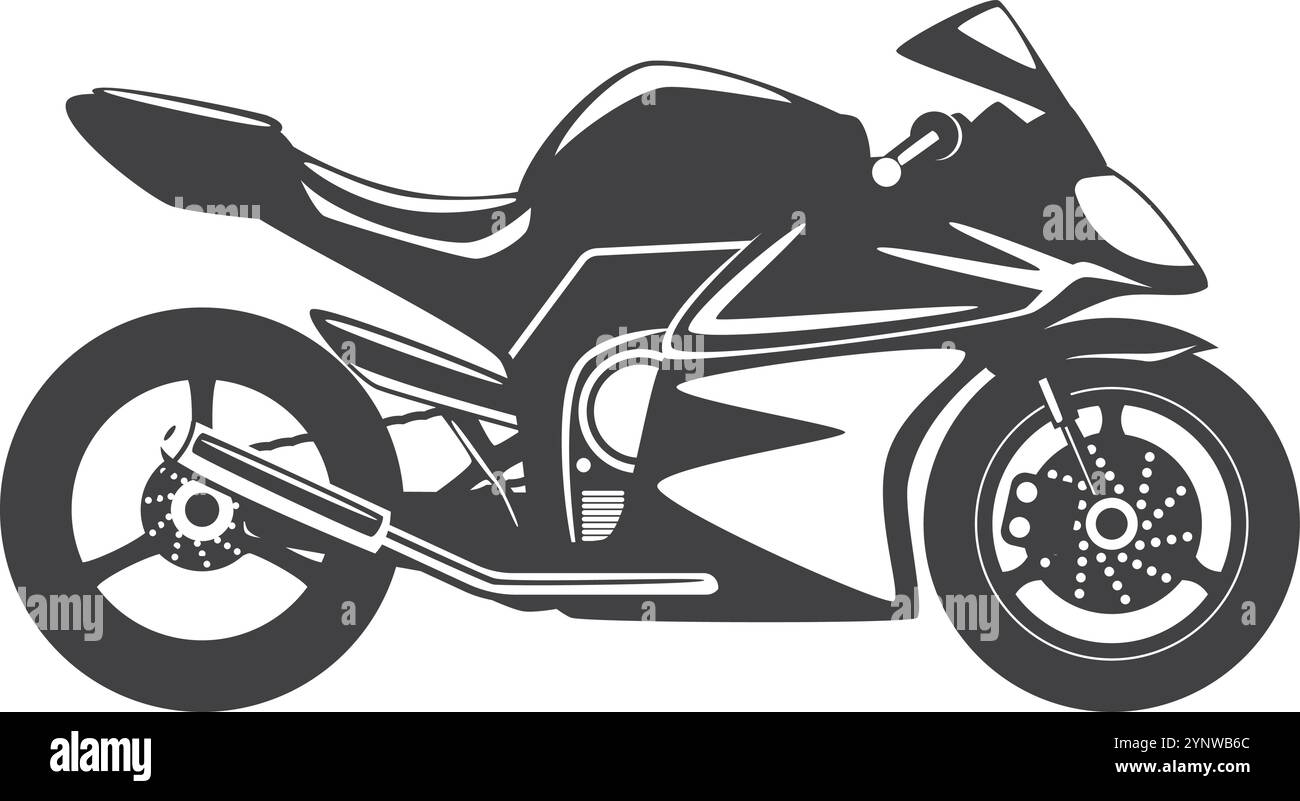 A black motorcycle with a silver exhaust pipe Stock Vector Image & Art ...