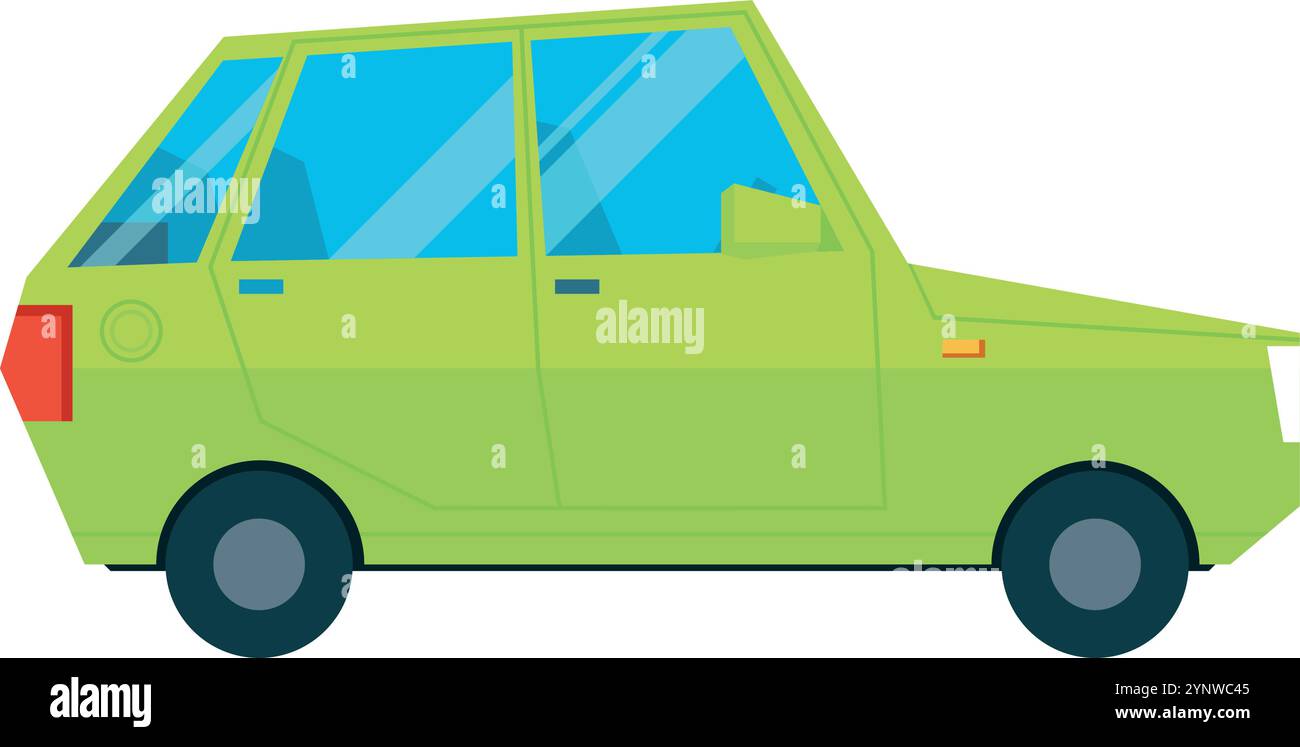 A cartoon car with a green color and a blue window Stock Vector Image ...