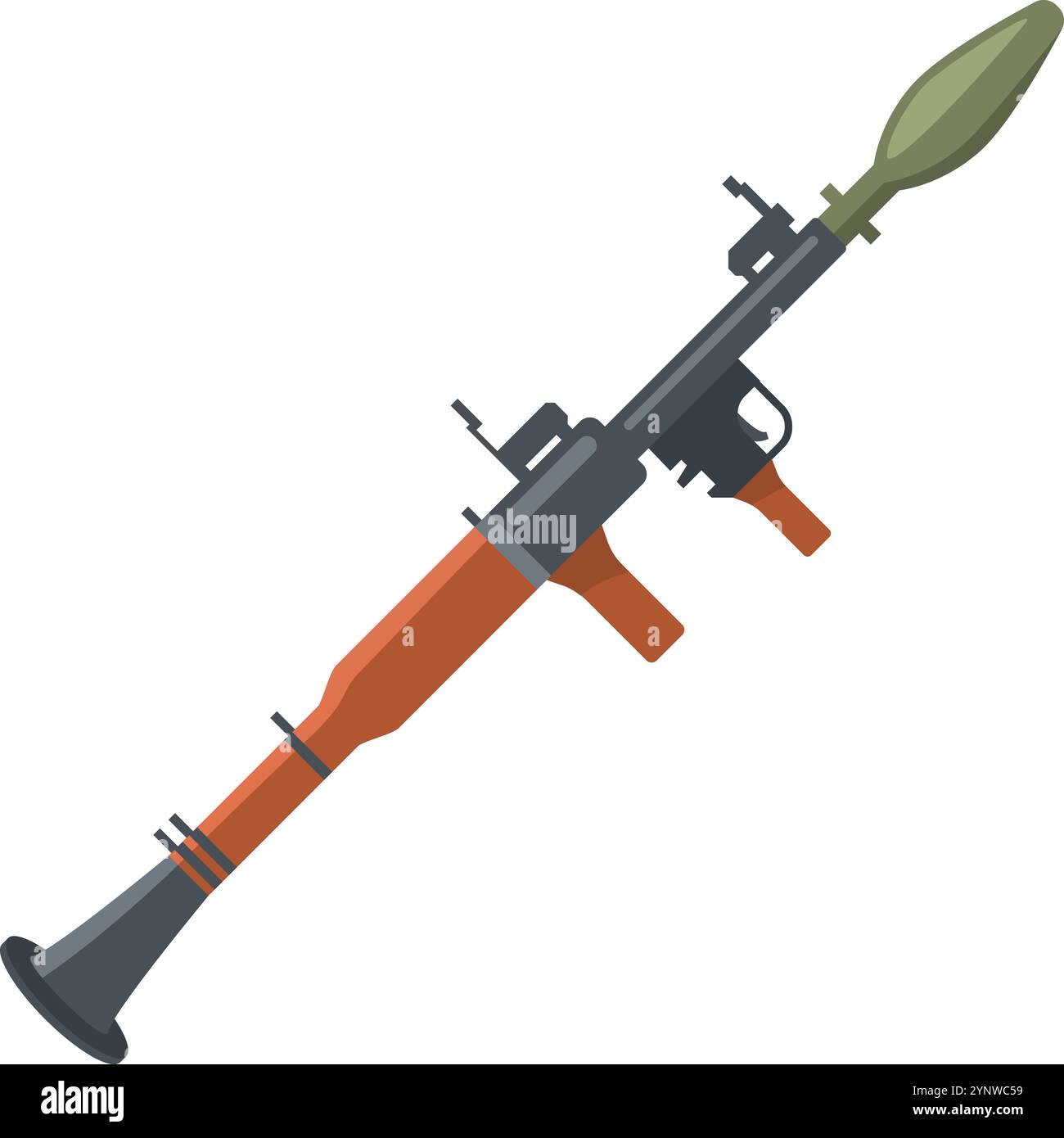 A cartoonish depiction of a gun with a red barrel and a green tip Stock ...