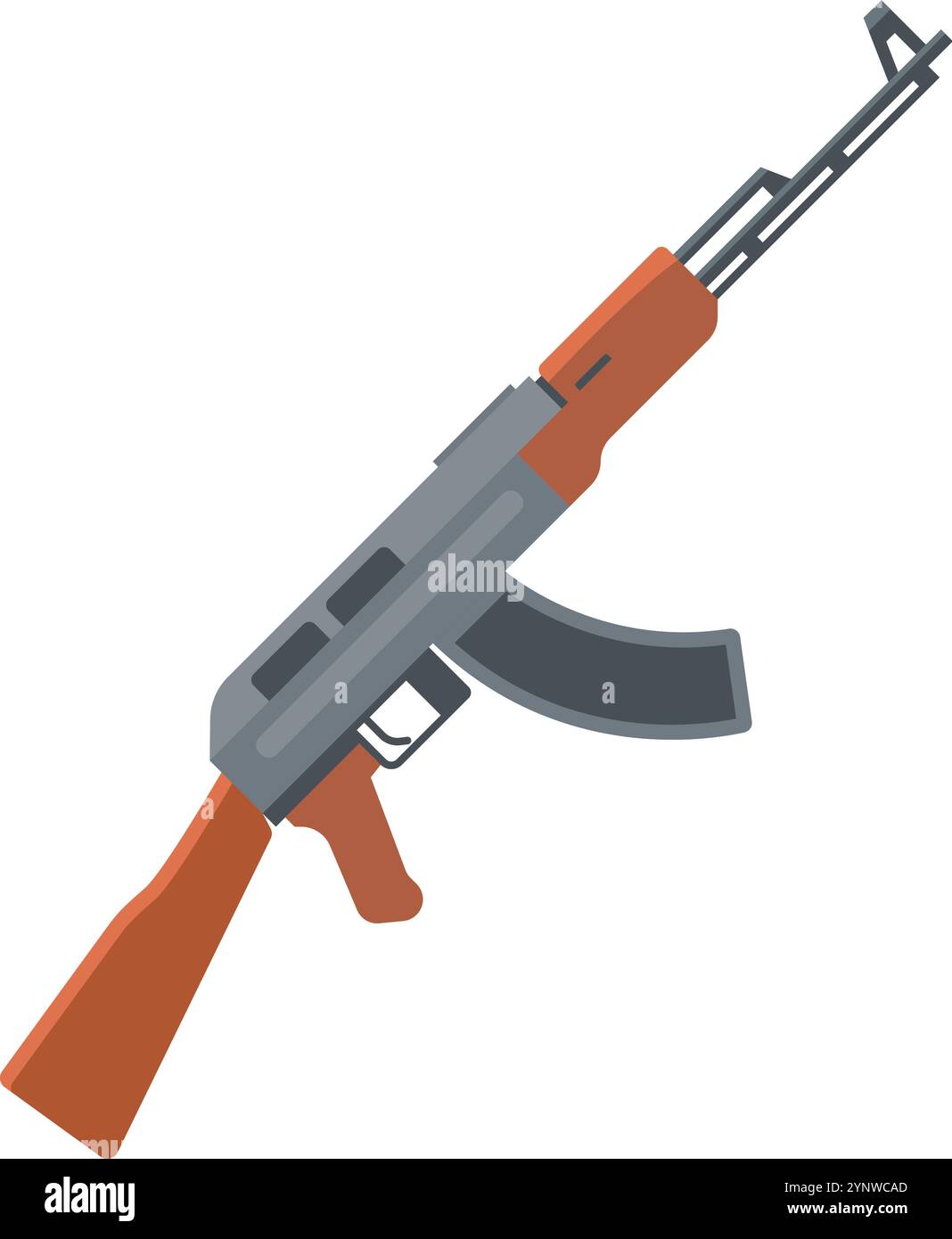 A cartoonish image of a rifle with a brown barrel and a gray stock ...