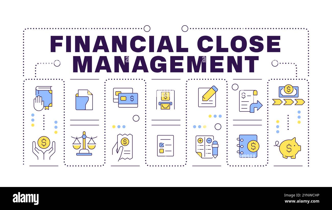 Financial close management word concept isolated on white Stock Vector ...