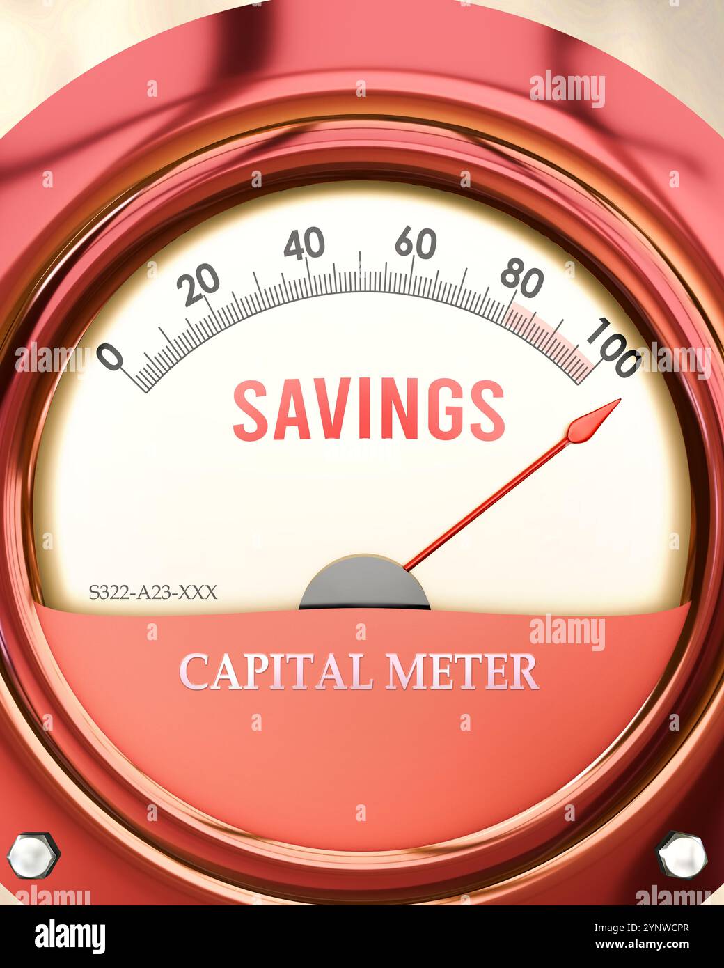 Savings and capital meter that is hitting a full scale hi-res stock ...