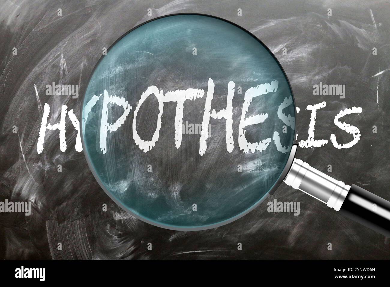 Hypothesis - learn, study and inspect it. Taking a closer look at hypothesis. A magnifying glass ...