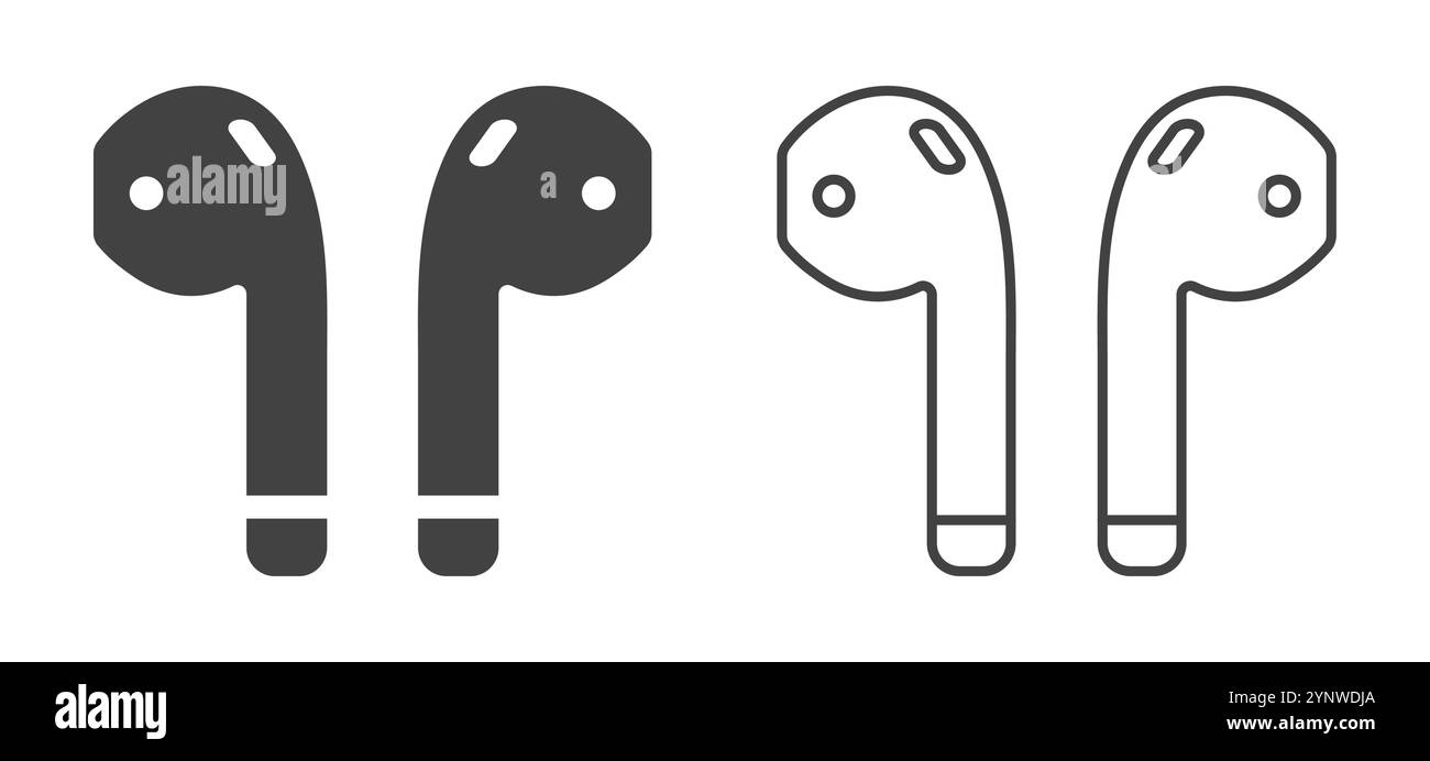 Wireless earphones icon symbol. set. Bluetooth ear pods logo sign ...