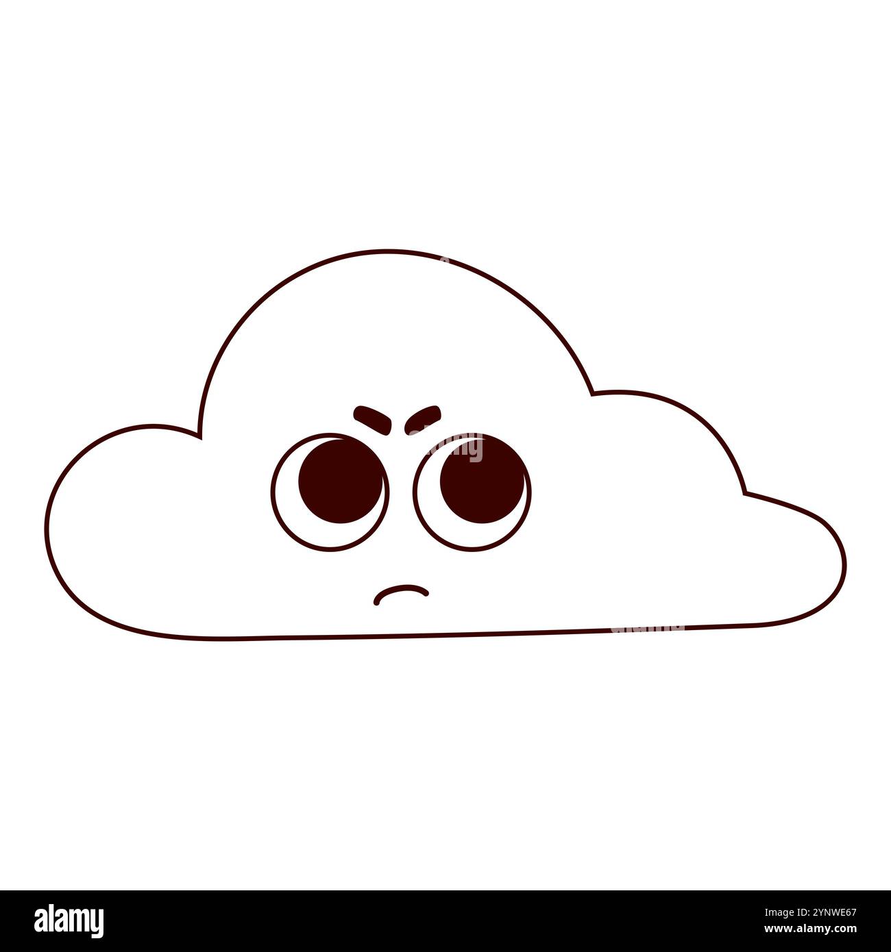 Angry cloud cartoon mascot character. Funny symbol isolated on white ...