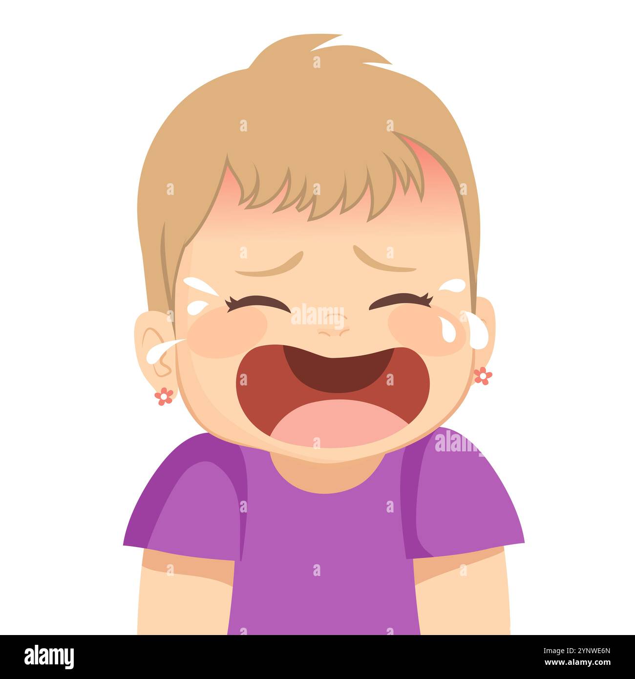 Sad crying baby girl vector cartoon character illustration. 2 years old ...