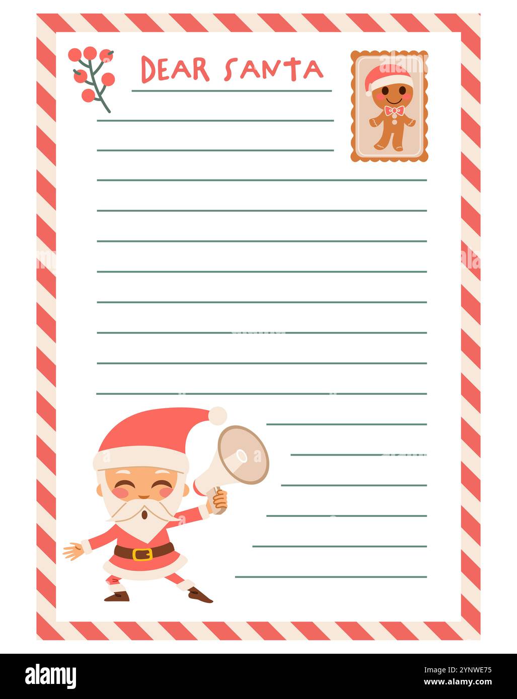 Santa Letter Card Vector Illustration . Greeting card for writing your ...