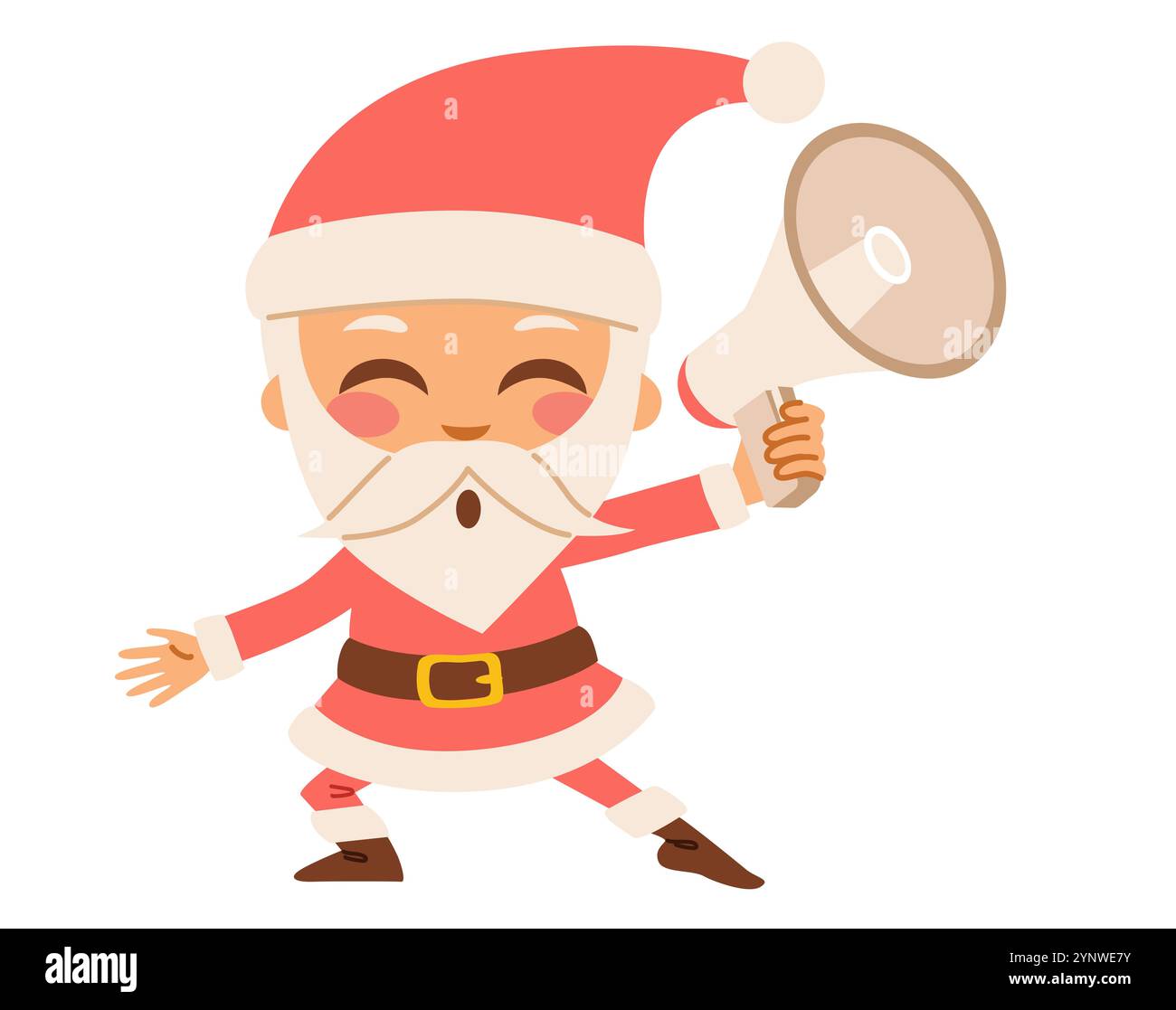 Santa with megaphone vector illustration. Cute cartoon character ...