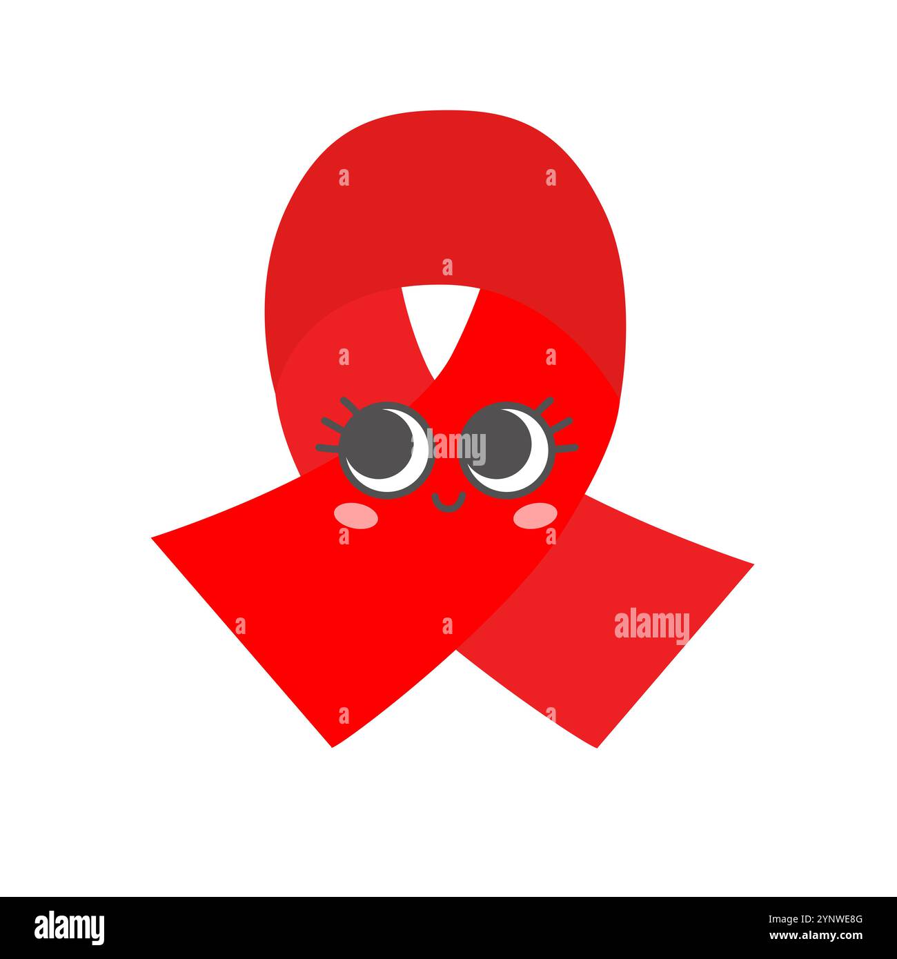 Red Ribbon Character Vector Illustration. Cute Mascot for AIDS Month ...