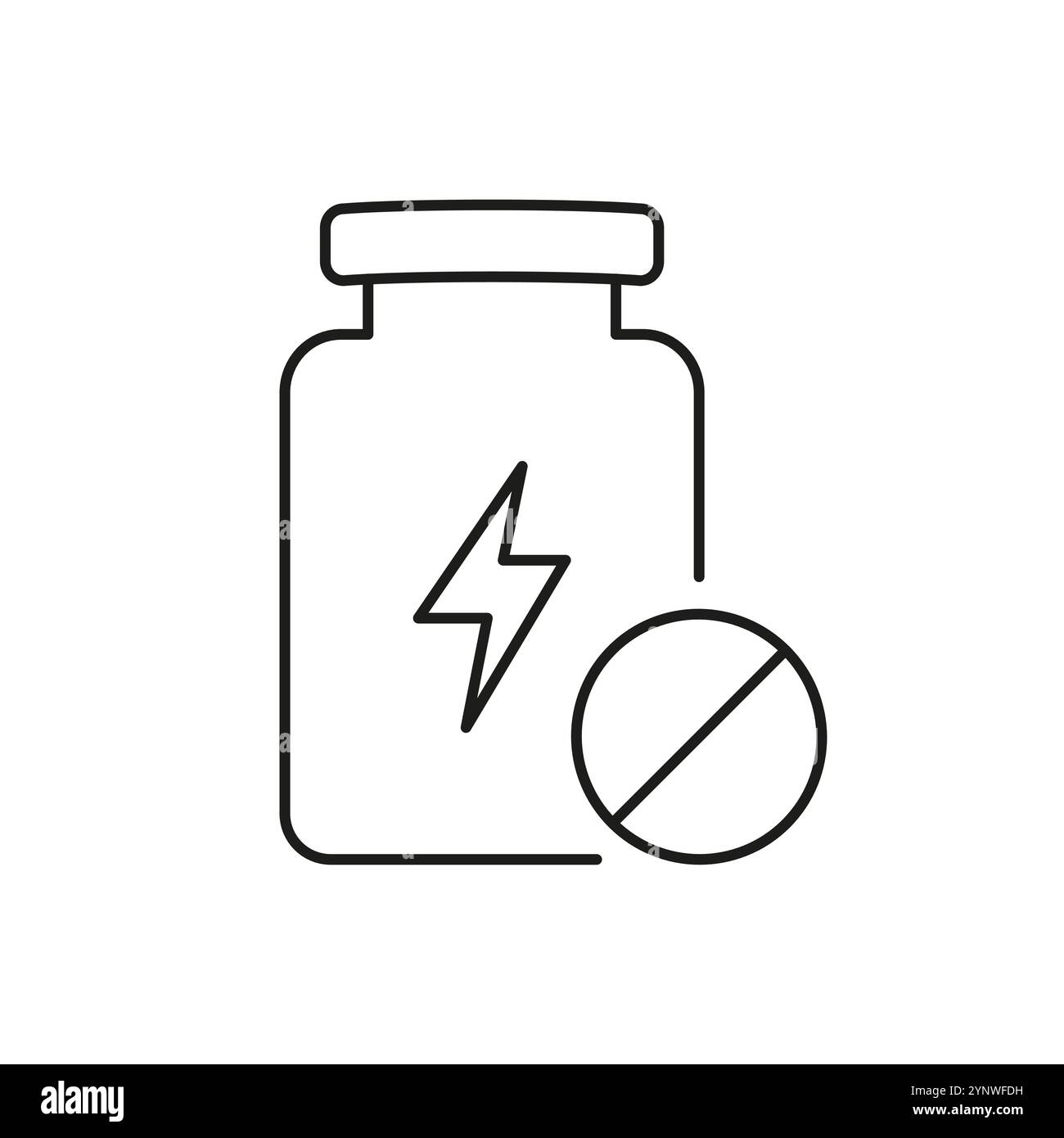 Bottle with Lightning Bolt and Pill Line Icon. Energy Supplements to ...