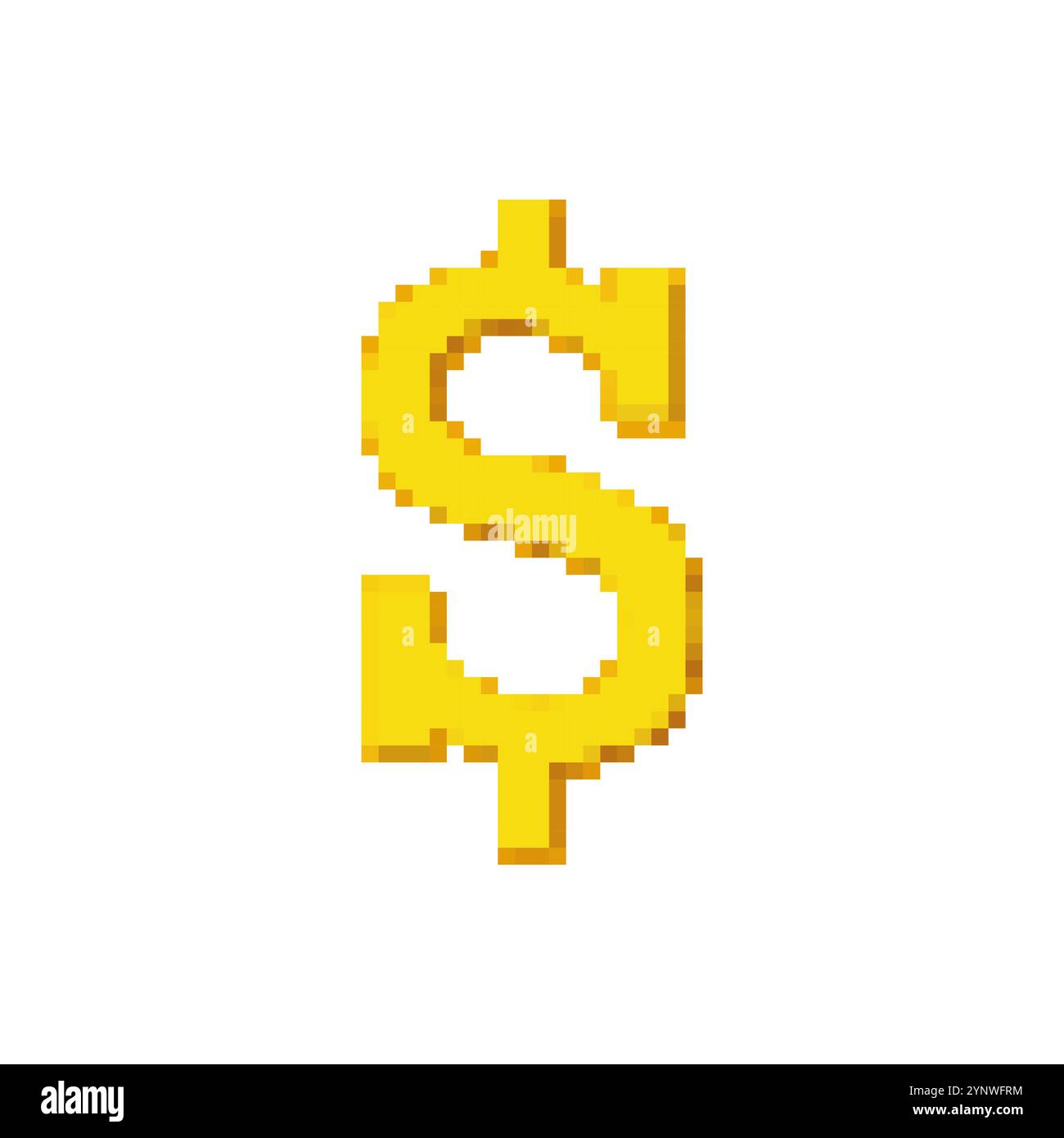Golden Dollar Sign. Pixel Art Style. Currency Icon in Pixelart ...