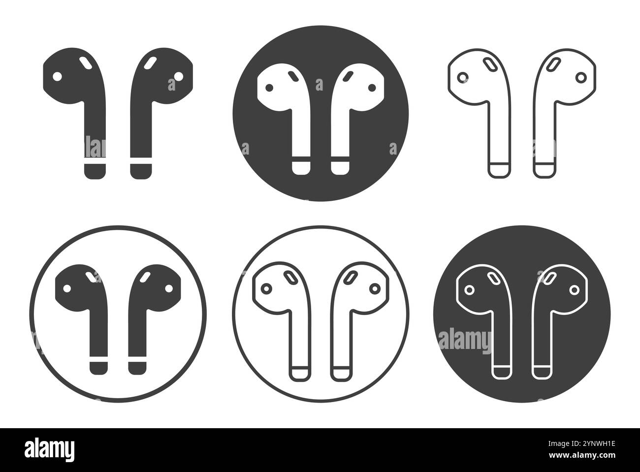 Wireless earphones icon symbol. set. Bluetooth ear pods logo sign ...