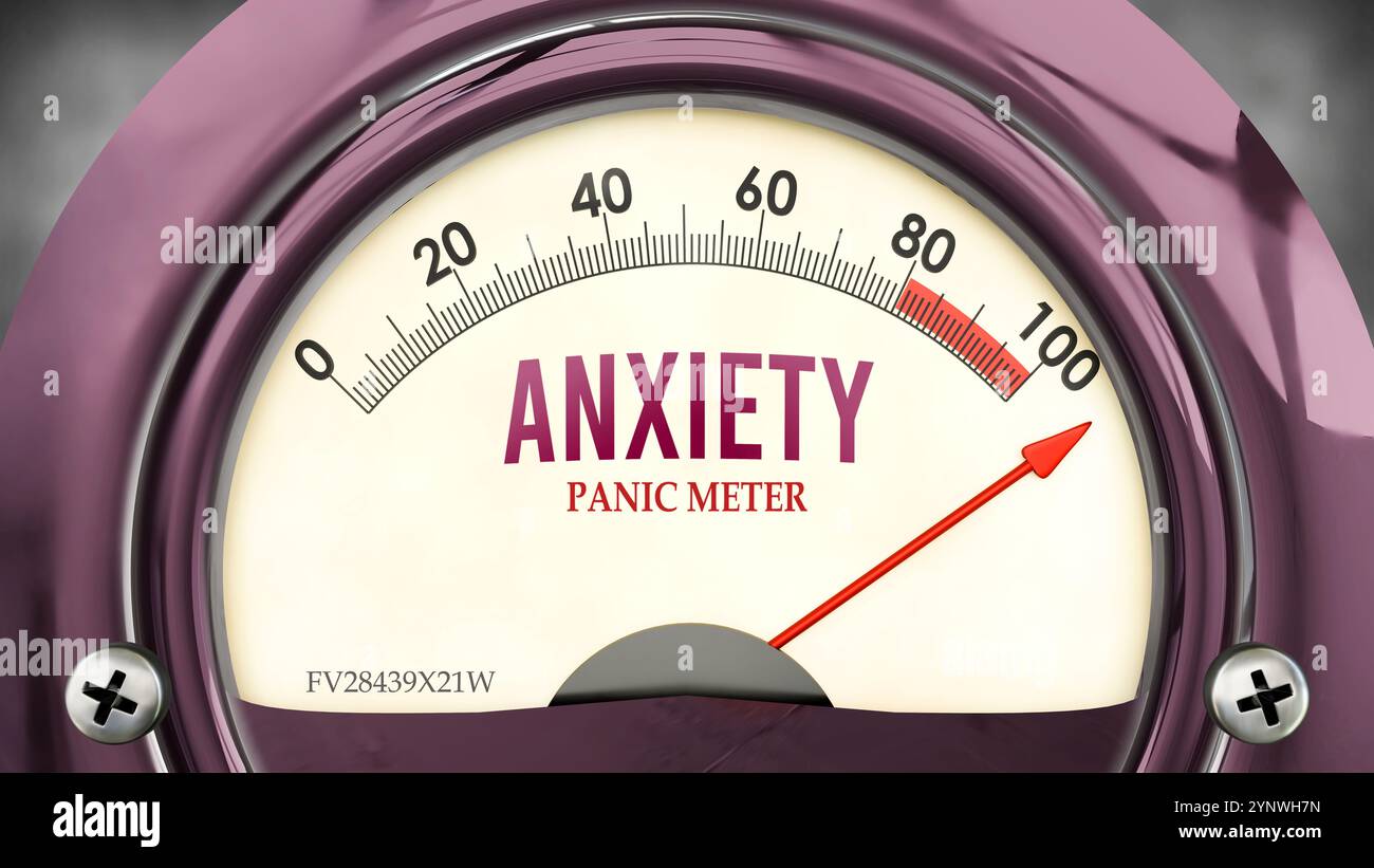 Anxiety and panic meter that is hitting a full scale hi-res stock ...