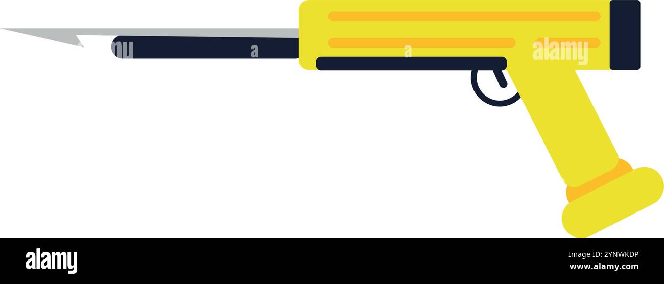 A yellow gun with a sharp point. The gun is yellow and has a black ...