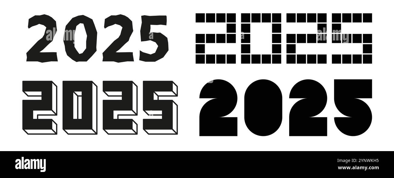Black 2025 numbers design template. New Year logo Stock Vector Image ...