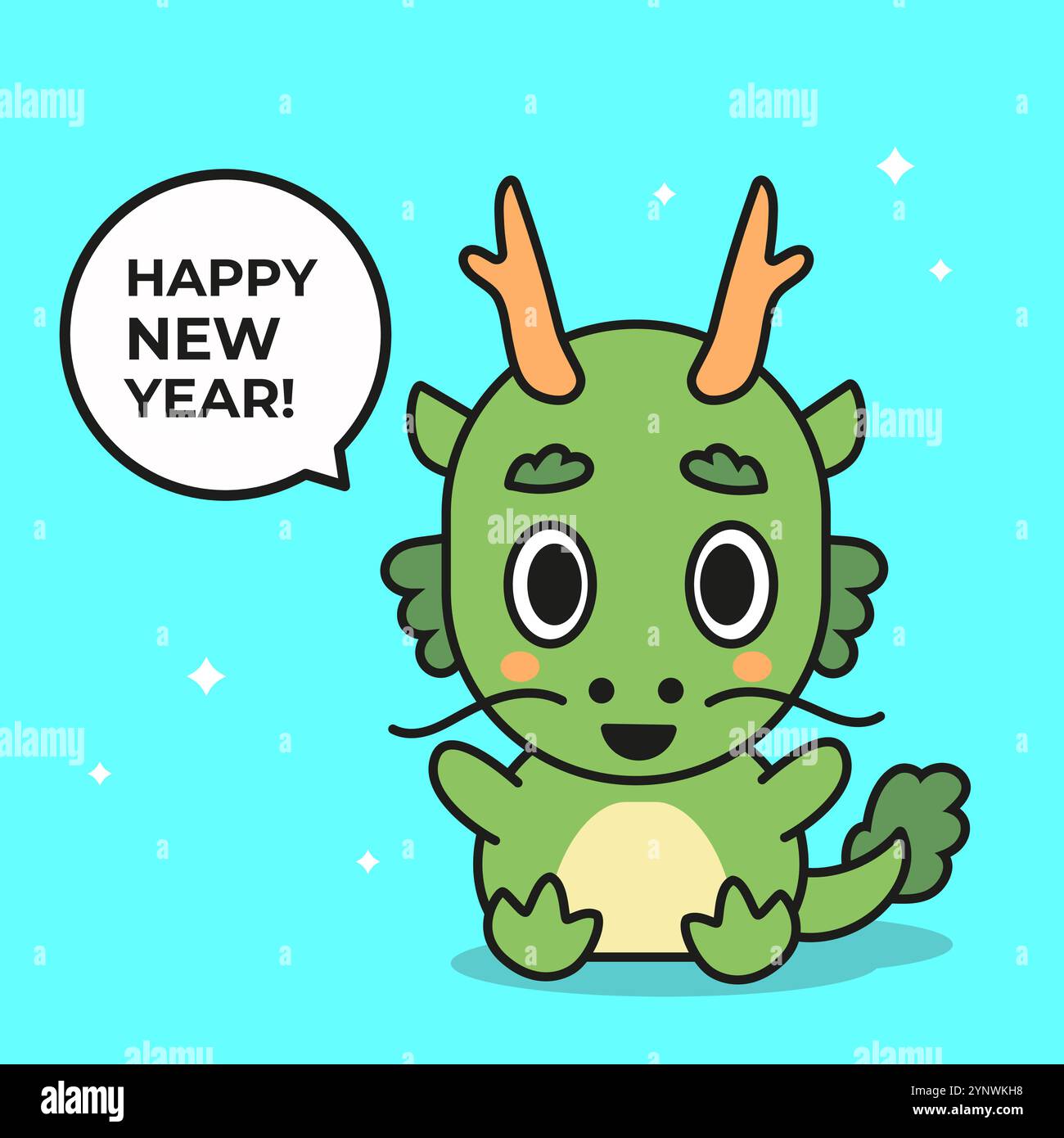 Happy new year greeting card with happy cute Chinese dragon Stock ...